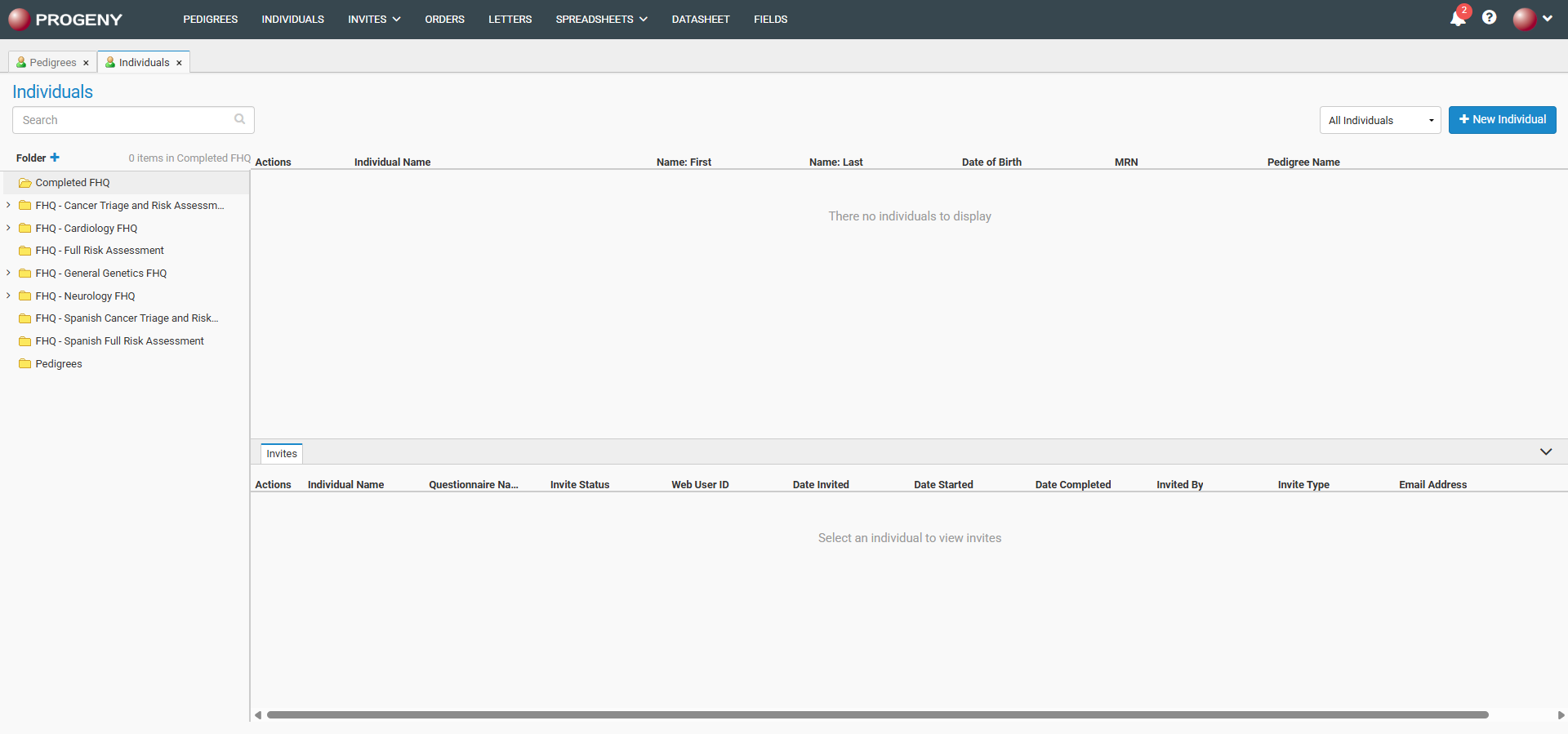 Individuals Module - Progeny