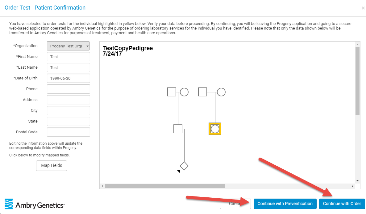 Ambry Order - Progeny
