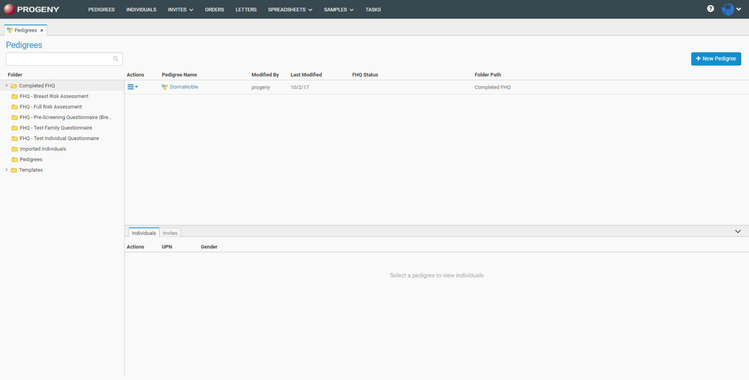 Pedigrees Module - Progeny
