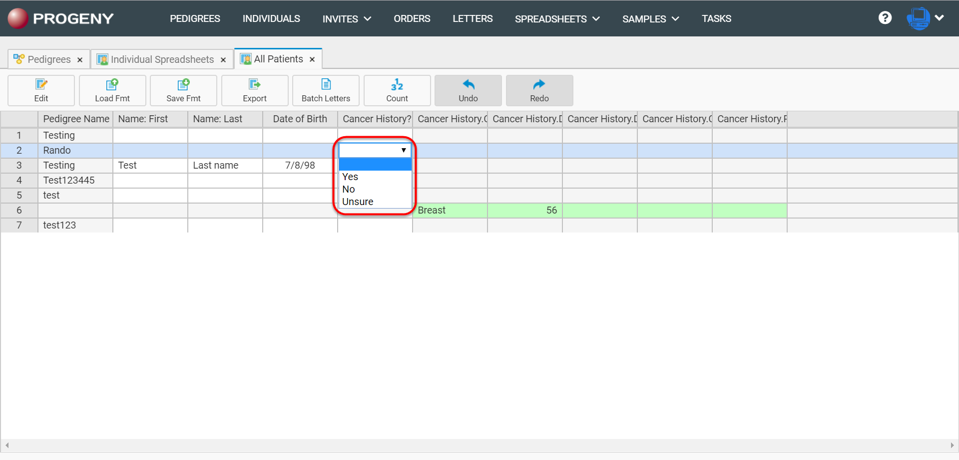 Spreadsheets Module - Progeny