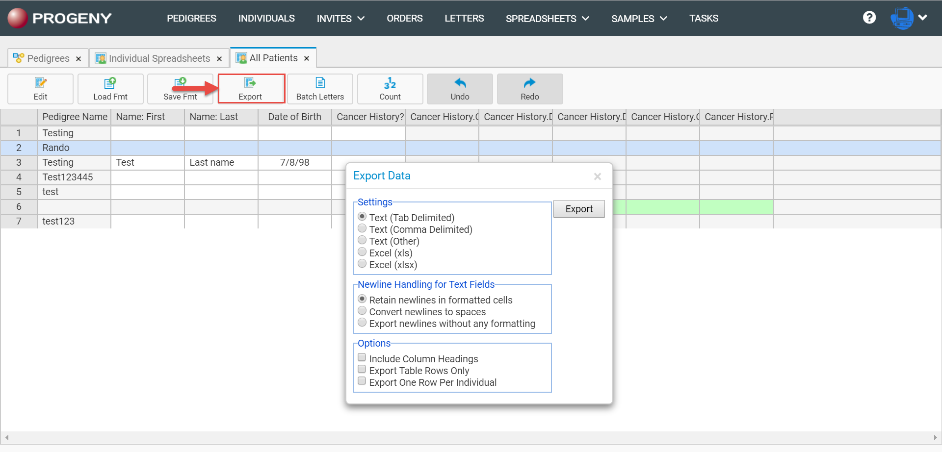 Spreadsheets Module - Progeny