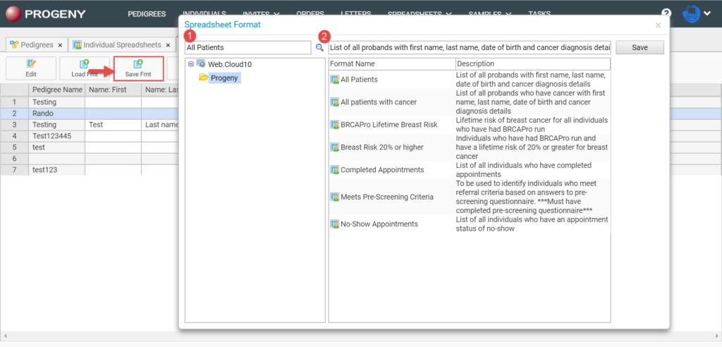 Spreadsheets Module - Progeny
