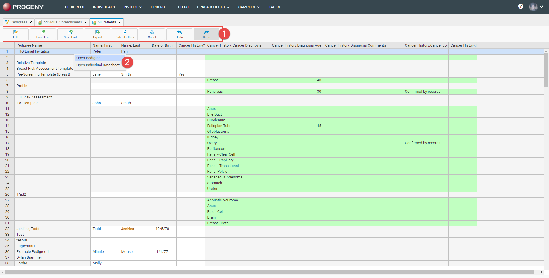 Spreadsheets Module - Progeny