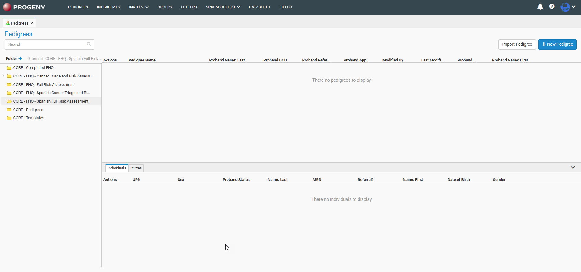Pedigrees Module - Progeny