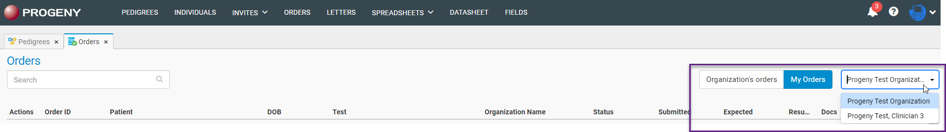 Orders Module - Progeny