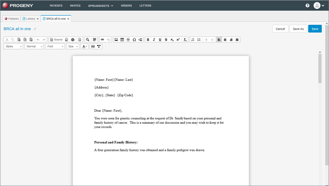 Letter Generation - Progeny