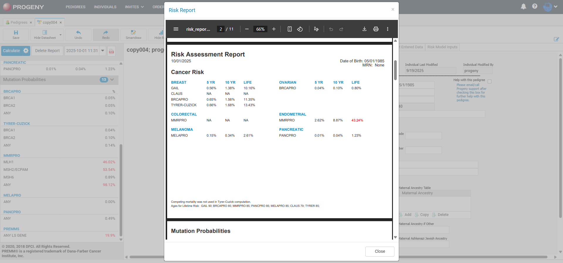 Risk Assessment - Progeny