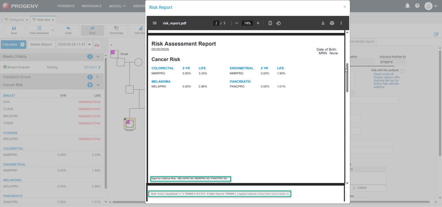 Risk Assessment - Progeny